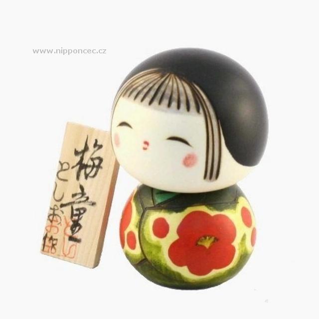 Japonská panenka Kokeshi Umewarabe - Dítě švestkového květu, 11 cm ...